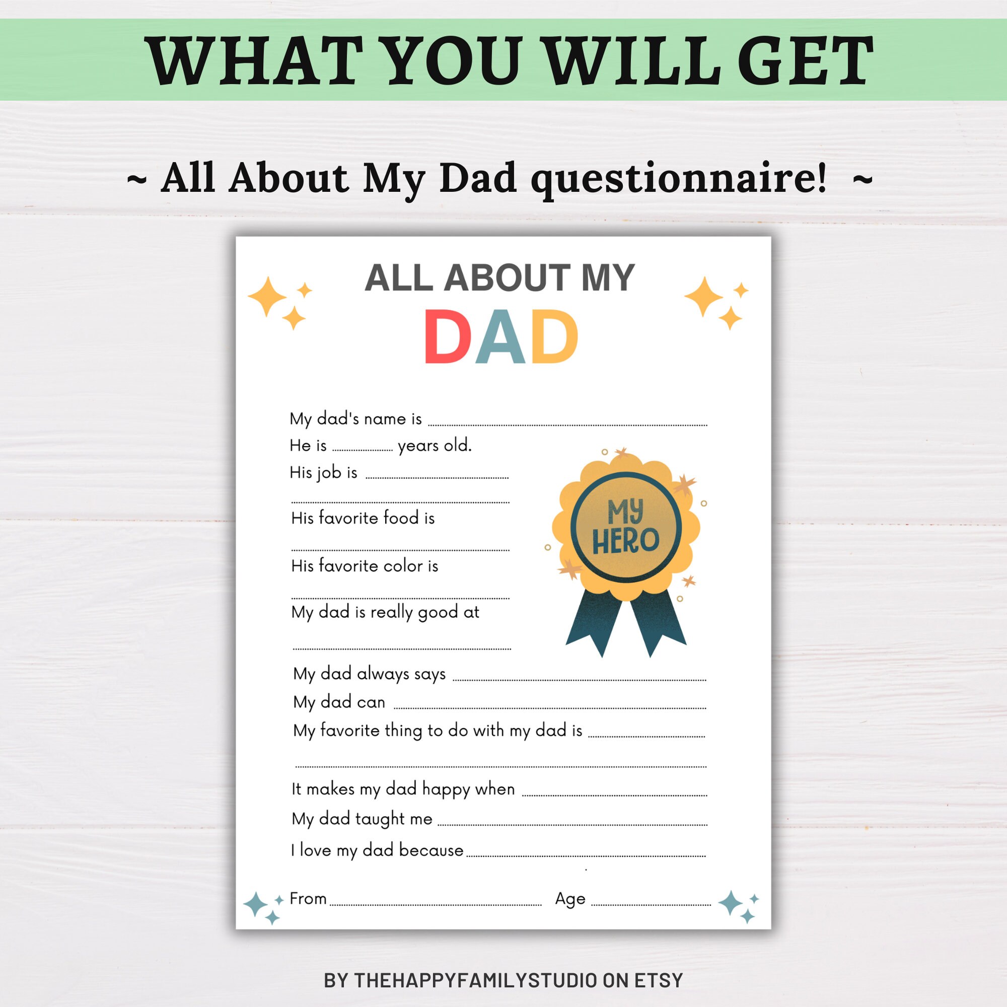 All About My Dad Printable, Father's Day Questionnaire, Fathers Day ...