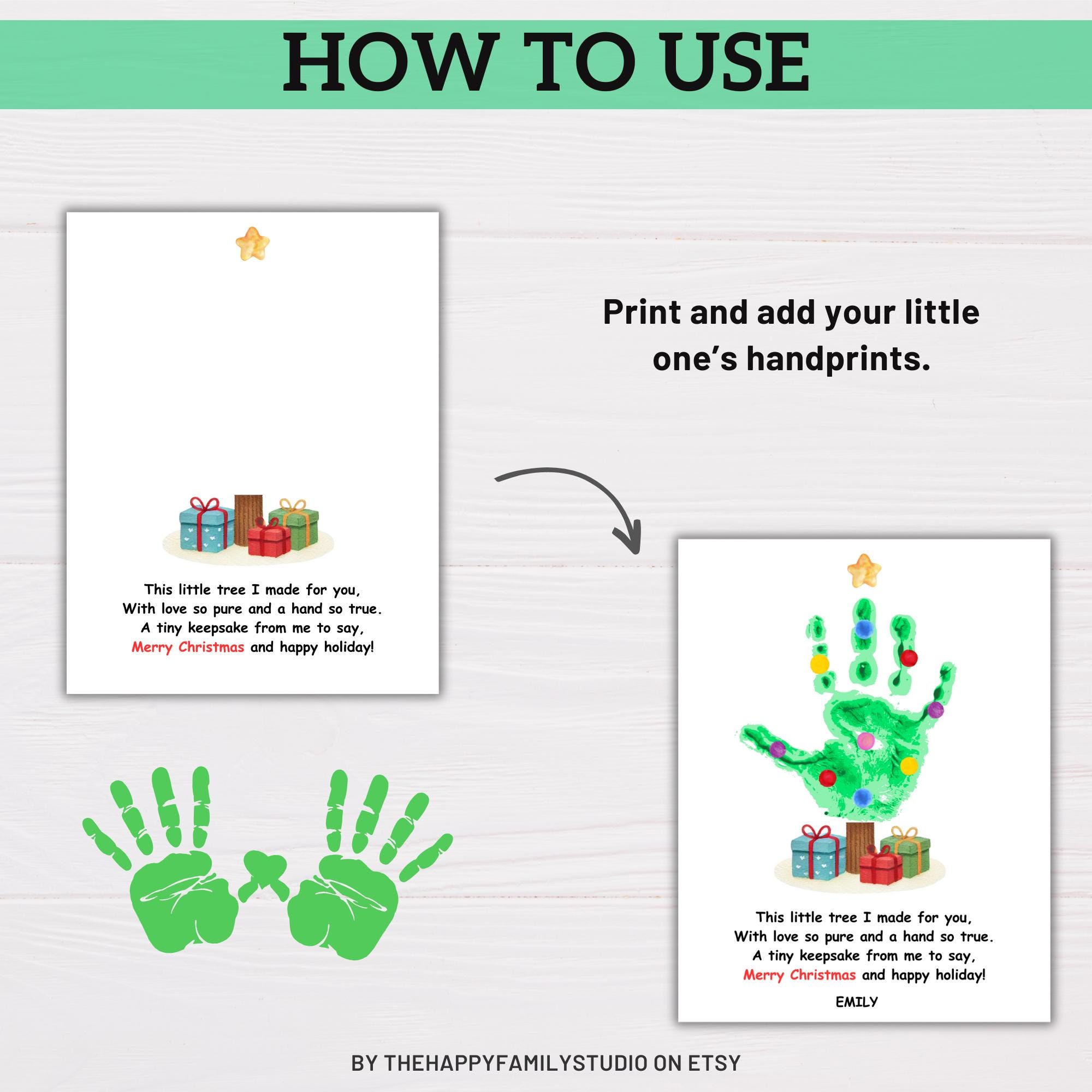Christmas Tree Handprint Poem Art, Holiday Keepsake Craft, DIY Xmas ...