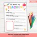 Printable Teacher Appreciation Week, All About My Teacher Letter ...