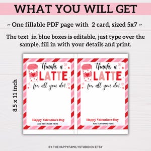 Printable Thanks a Latte Valentine's Day Card Holder, Teacher Valentine ...