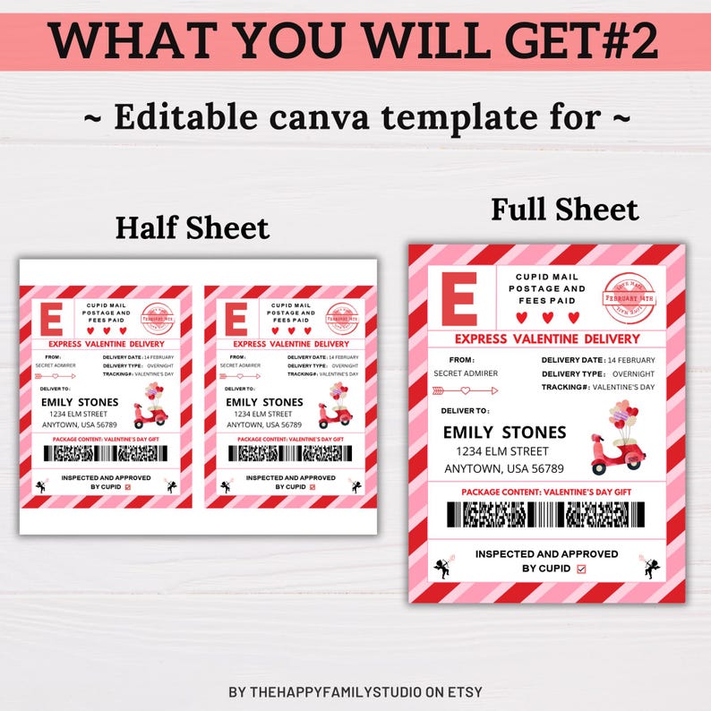 Valentine's Day Shipping Label Template, Editable Valentine's Day Mail ...