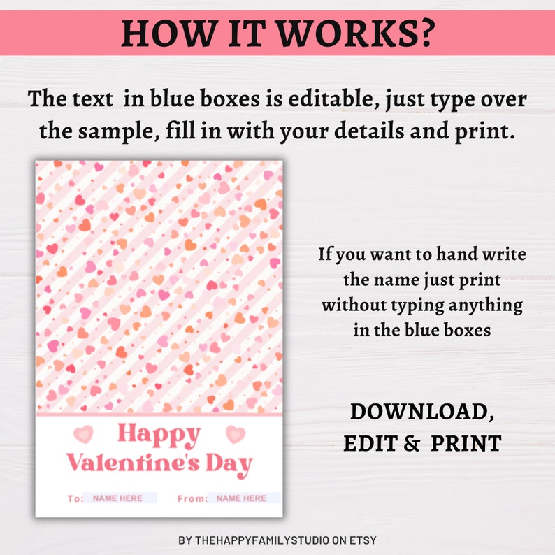 Printable Valentine's Day Mini Cookie Card, Editable Valentine Cookie ...