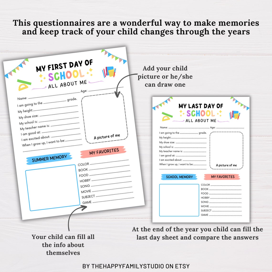 First and Last Day of School Interview, Back to School Questionnaire ...