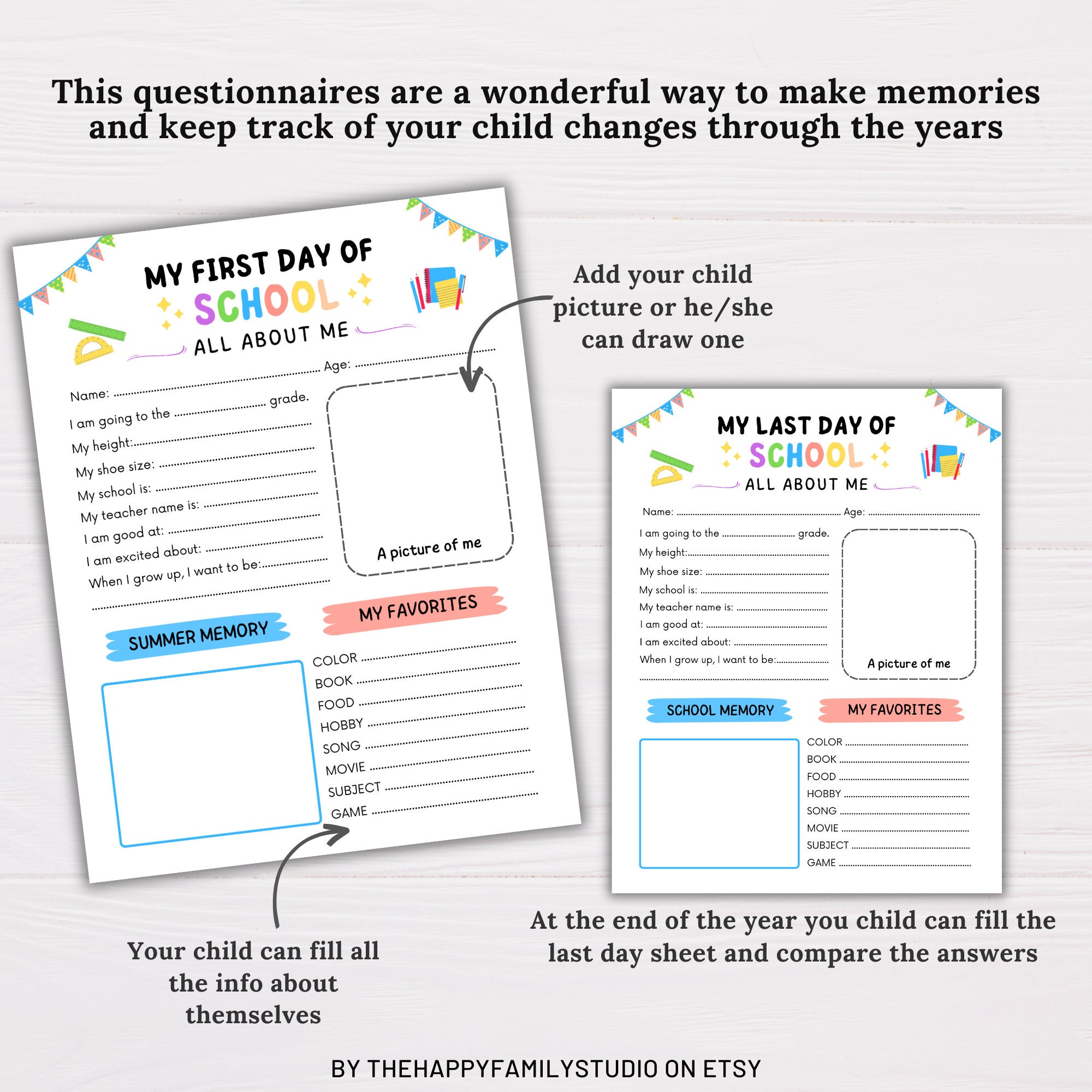 First and Last Day of School Interview, Back to School Questionnaire ...