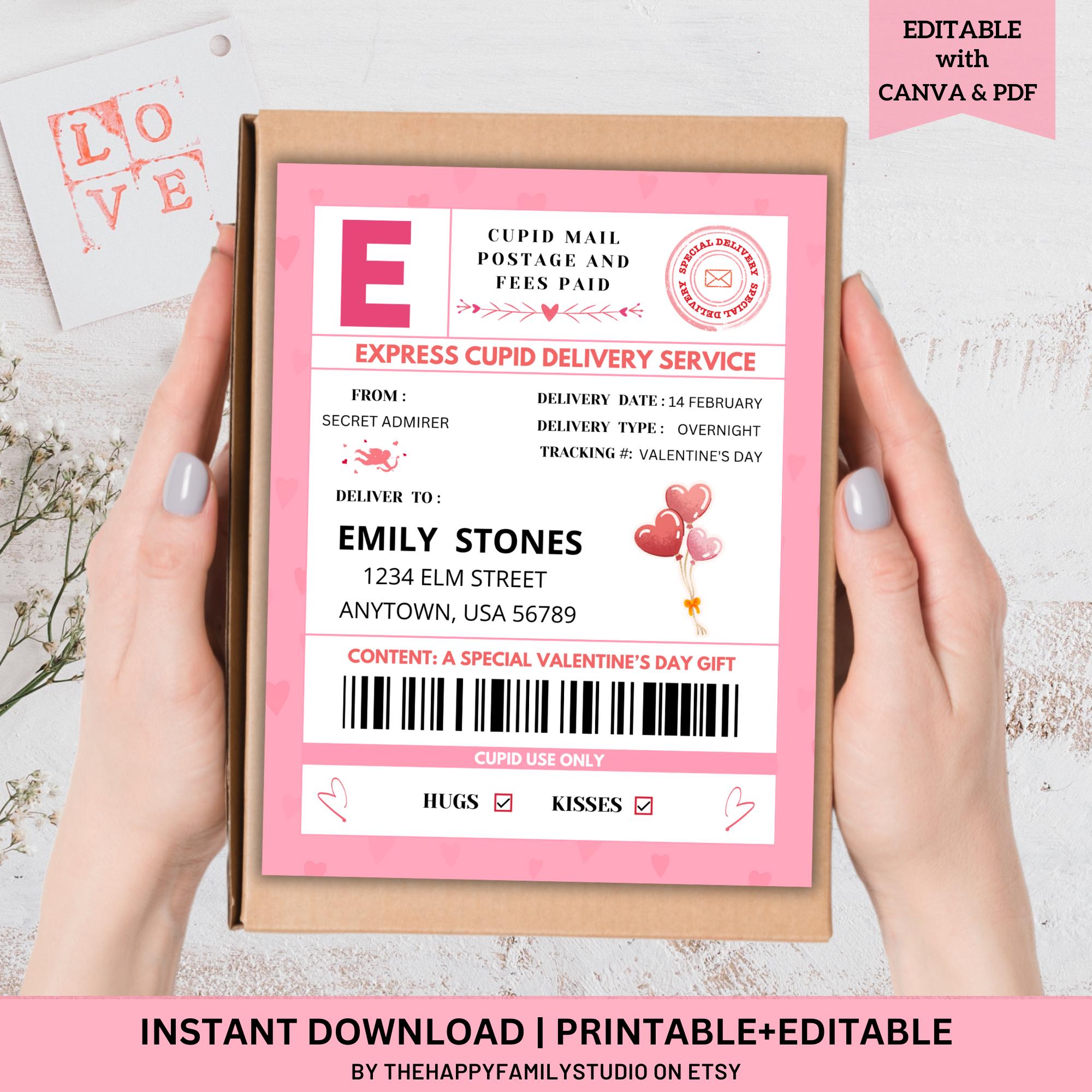Editable Valentine's Day Express Shipping Label, Kids Valentine ...
