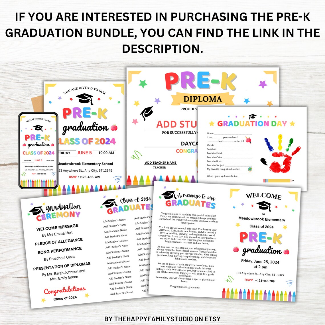 Editable Pre-k Graduation Program, Graduation Ceremony Template, Prek ...