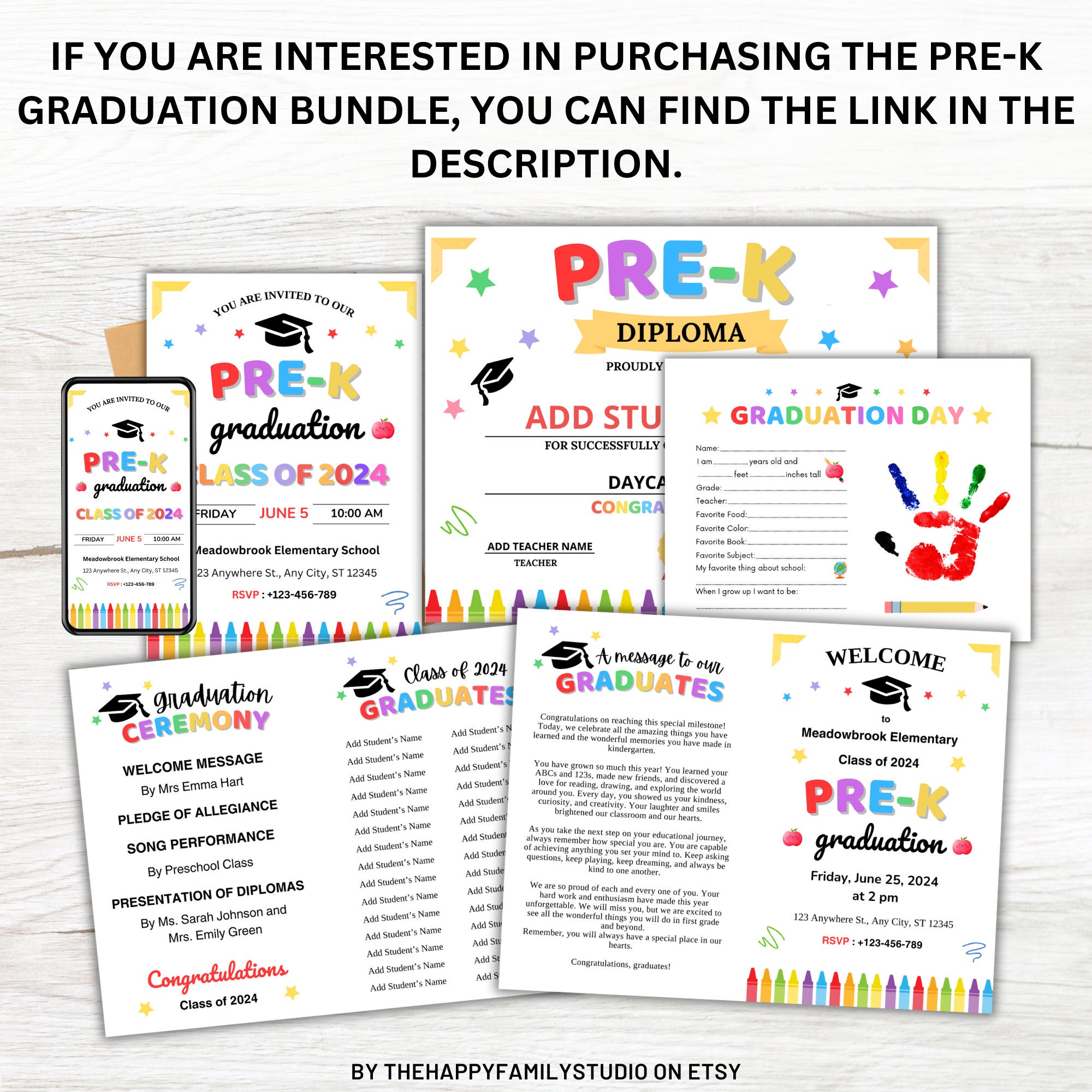 Editable Pre-k Graduation Program, Graduation Ceremony Template, Prek ...