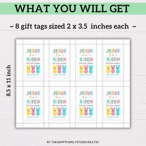 Jesus is Risen Easter Gift Tags: Peeps Treat Tags (digital Download) - Etsy