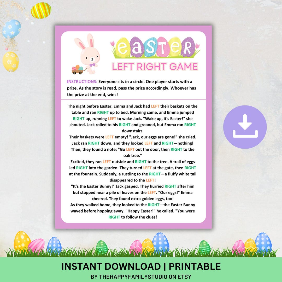 Easter Left Right Game, Pass the Present Easter Game, Pass the Gift ...