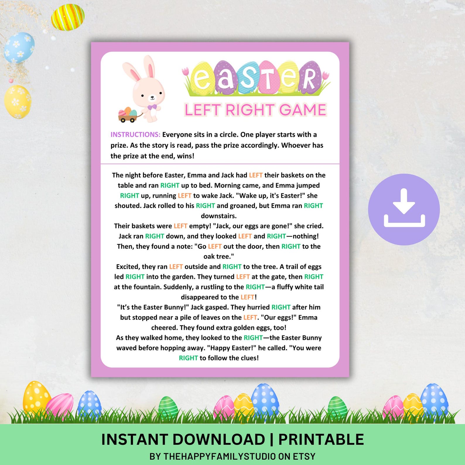 Easter Left Right Game, Pass the Present Easter Game, Pass the Gift ...