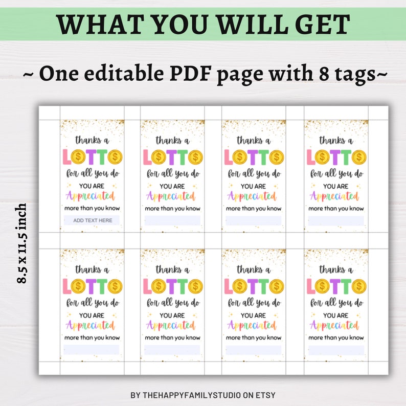 Thanks A Lotto Appreciation Gift Tag, Staff Thank You Lottery Ticket ...