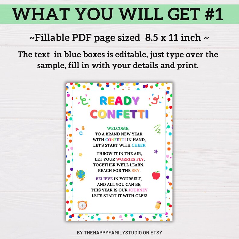 Ready Confetti Back to School, Ready Confetti Poem, First Day Jitters ...
