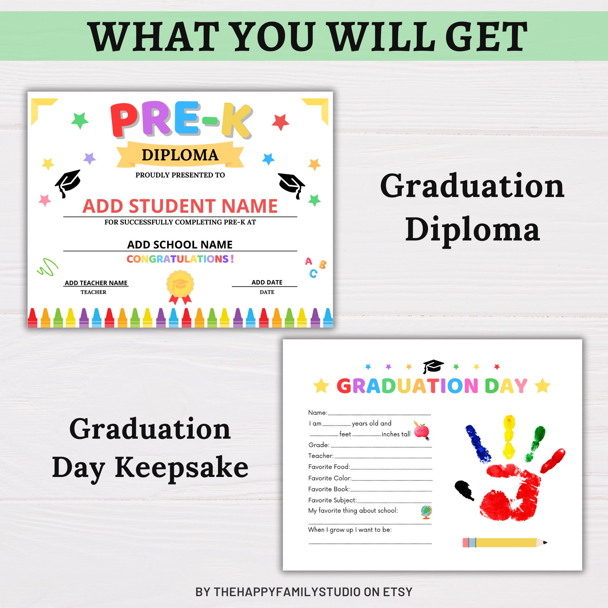 Editable Pre-k Graduation Bundle, Graduation Invitation, Graduation ...