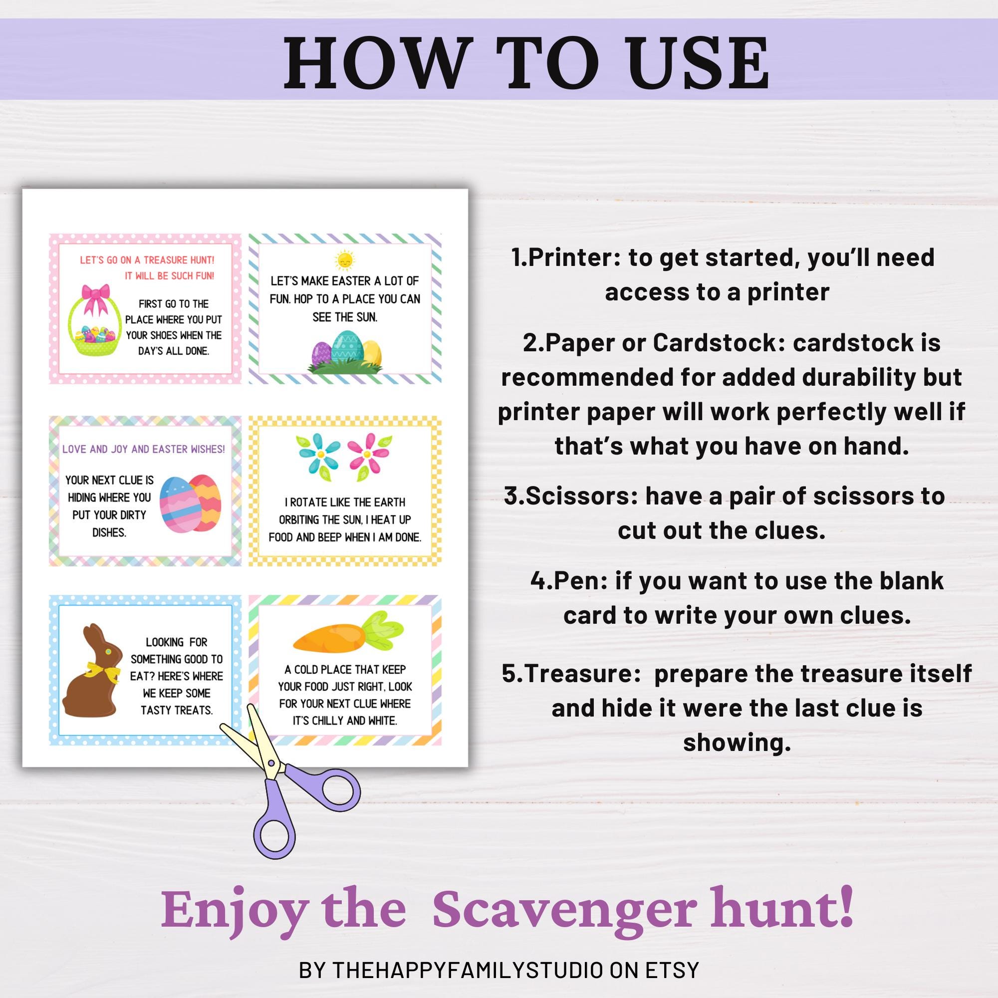 Indoor Easter Egg Treasure Hunt, Easter Scavenger Hunt for Kids, Easter ...