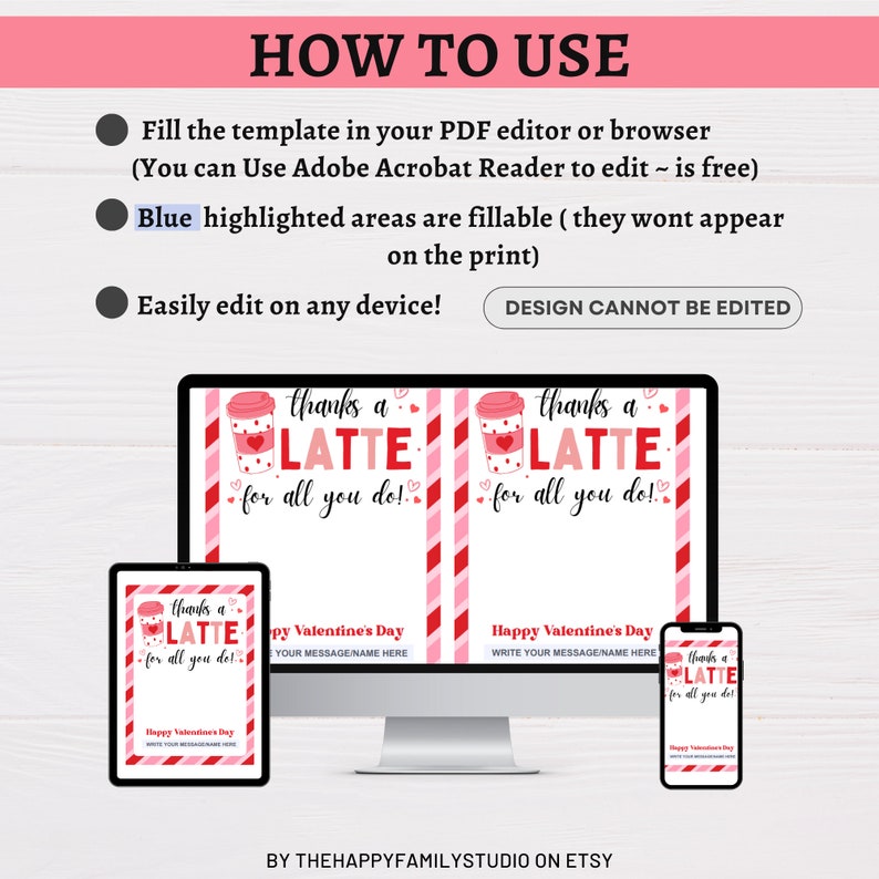 Printable Thanks a Latte Valentine's Day Card Holder, Teacher Valentine ...