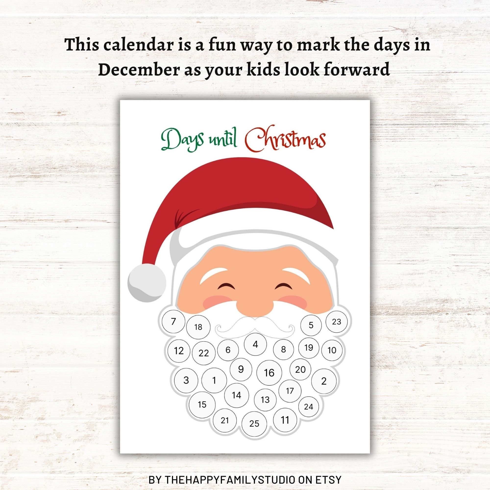 Countdown to Christmas, Christmas Advent Calendar for Kids, Christmas ...