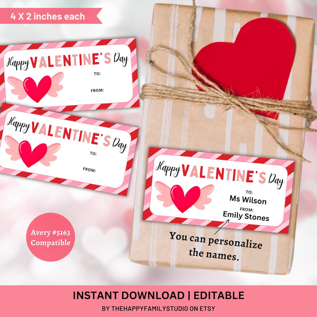 Editable Valentines Day Gift Labels Template, Printable Stickers Tags ...