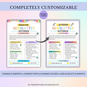 Classroom Newsletter Editable Template Monthly/weekly Class - Etsy