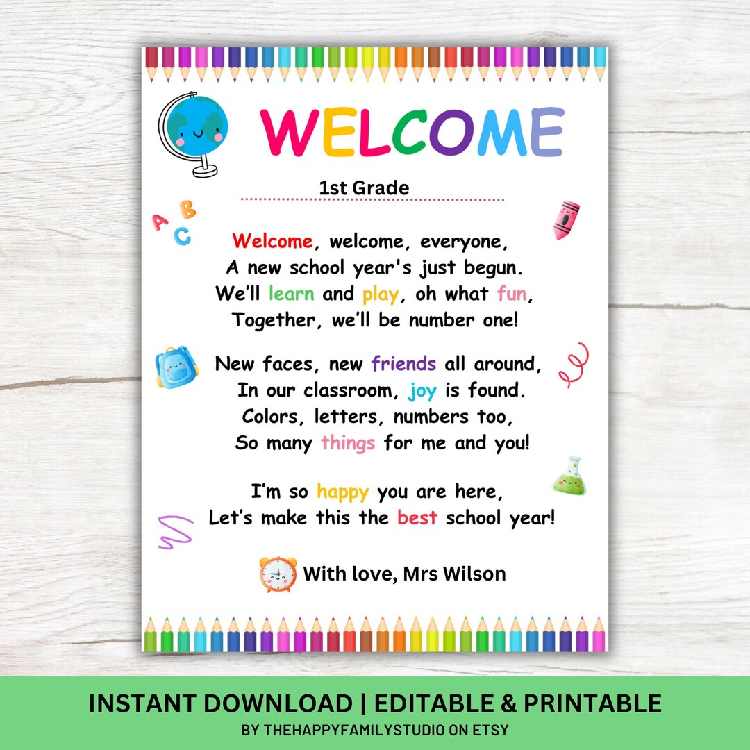 Welcome Back to School Letter for Students, Teacher Gift School Card ...