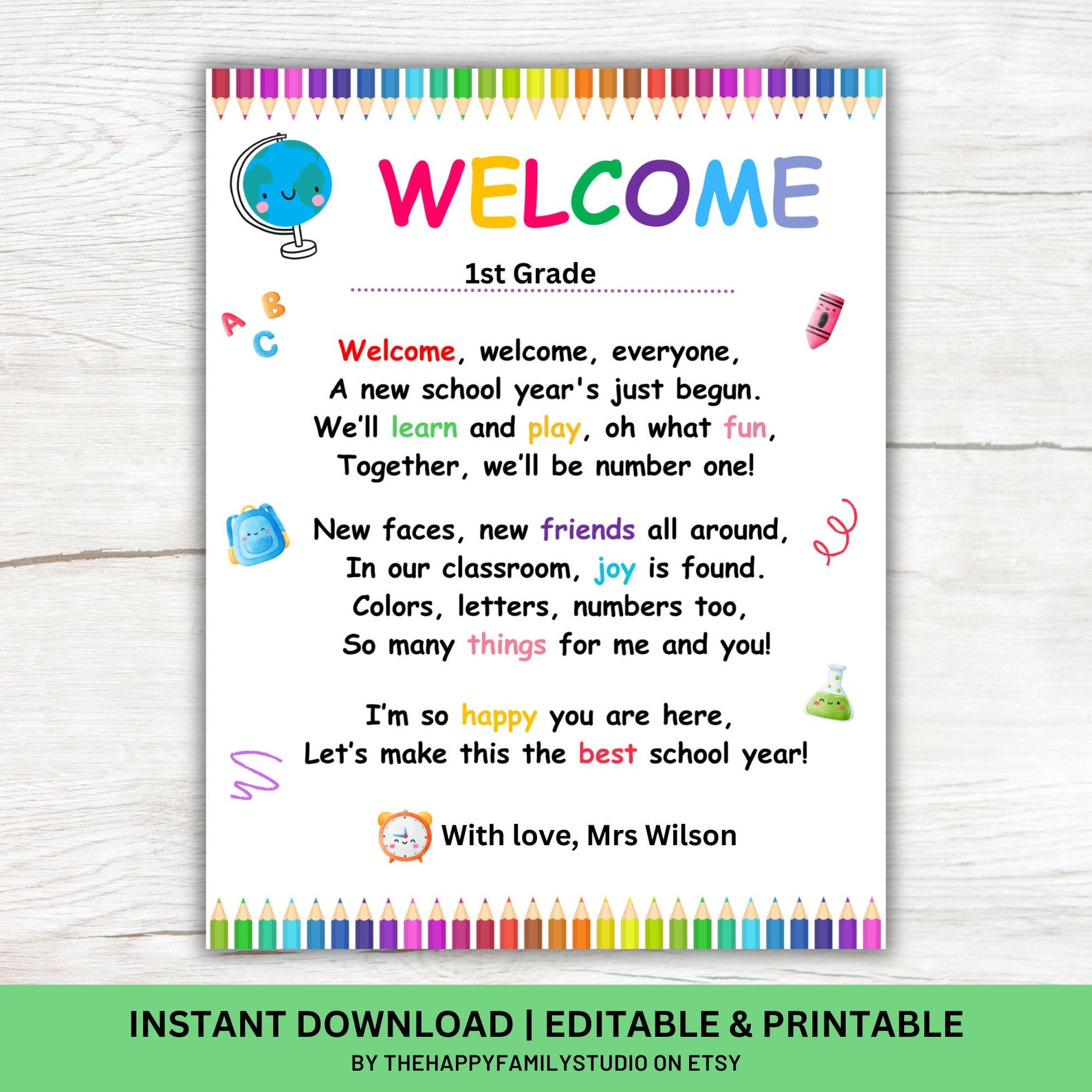 Welcome Back to School Letter for Students, Teacher Gift School Card ...