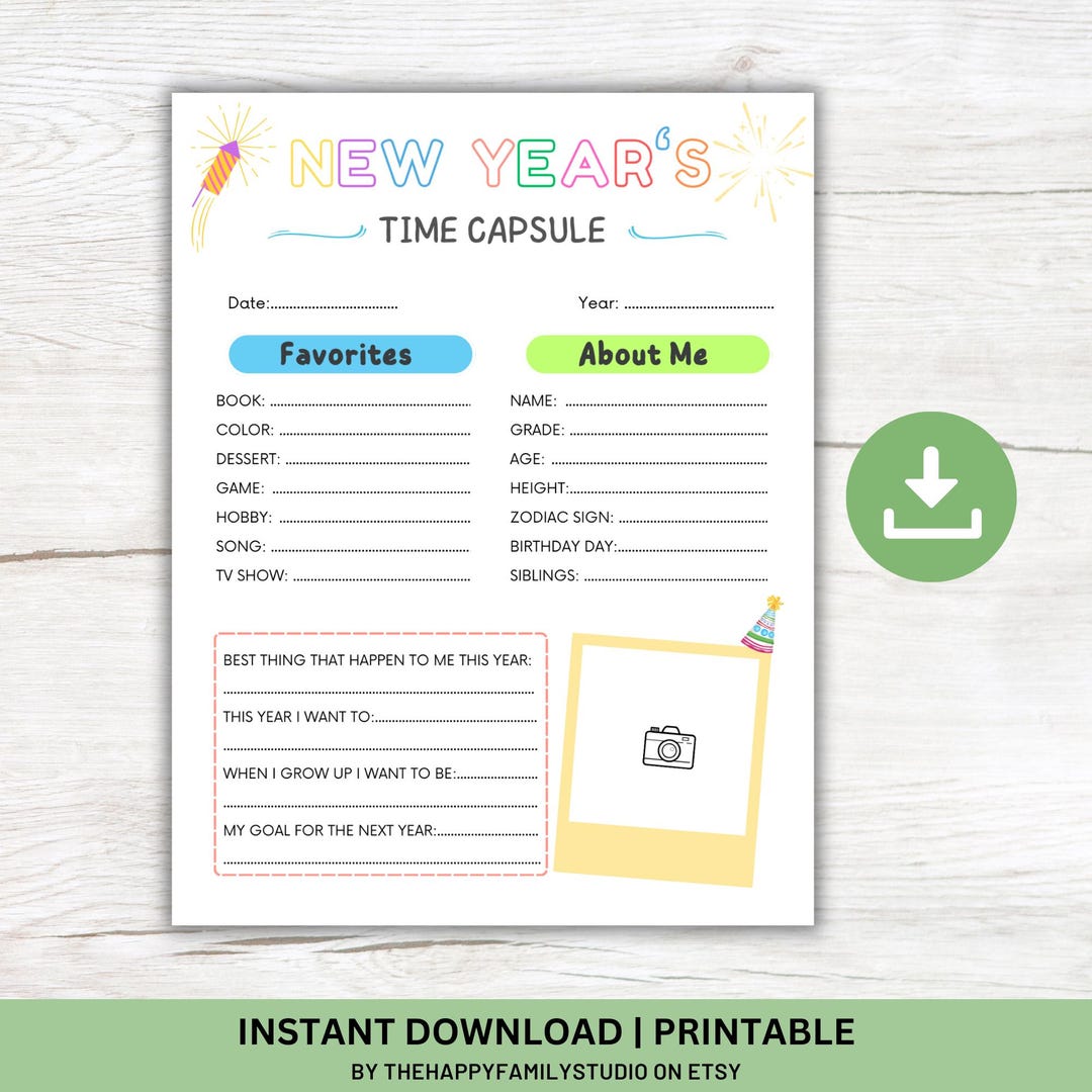 New Years Eve Time Capsule, Kids Year in Review, New Years Eve Kids ...