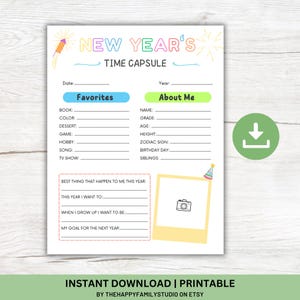 New Years Eve Time Capsule, Kids Year in Review, New Years Eve Kids ...