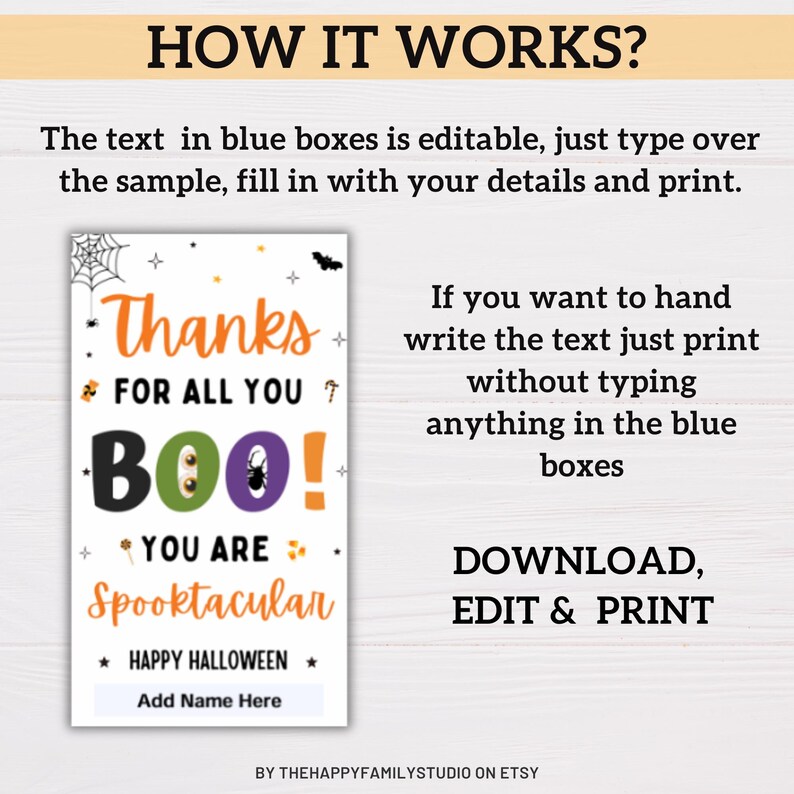 Thanks for All You Boo Halloween Gift Tag Printable, Teacher Nurse ...