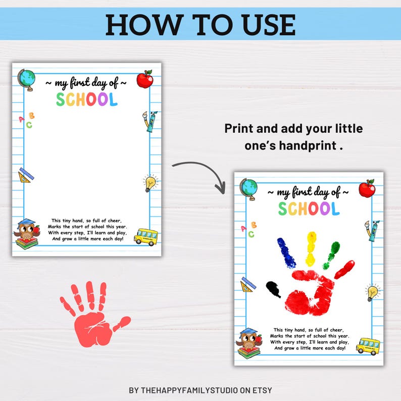 First Day of School Handprint Poem Craft, First Day of School Handprint ...