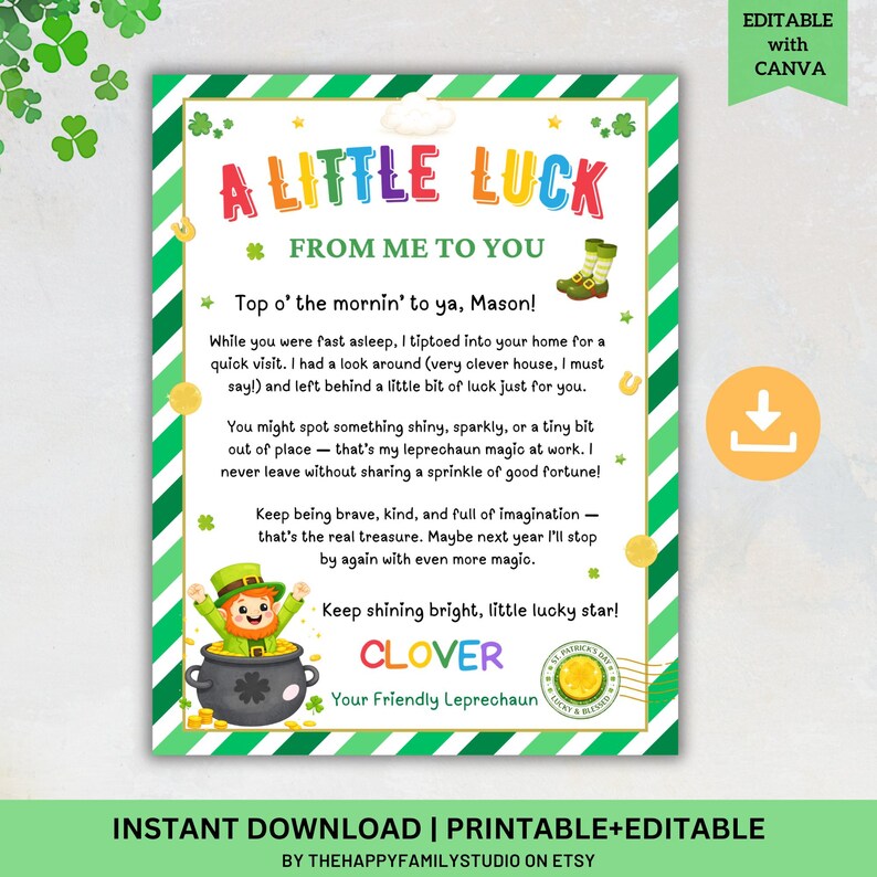 St Patrick’s Day Leprechaun Letter, St Patricks Day Leprechaun Loot ...