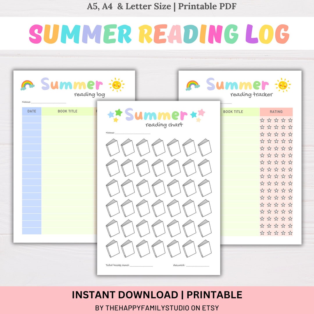 Summer Reading Log for Kids, Reading Tracker Printable, Reading ...