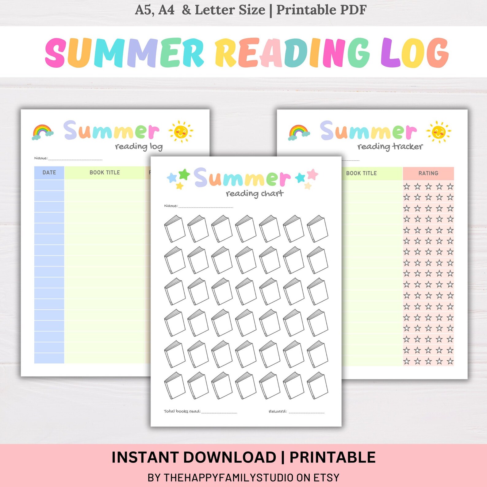 Summer Reading Log for Kids, Reading Tracker Printable, Reading ...