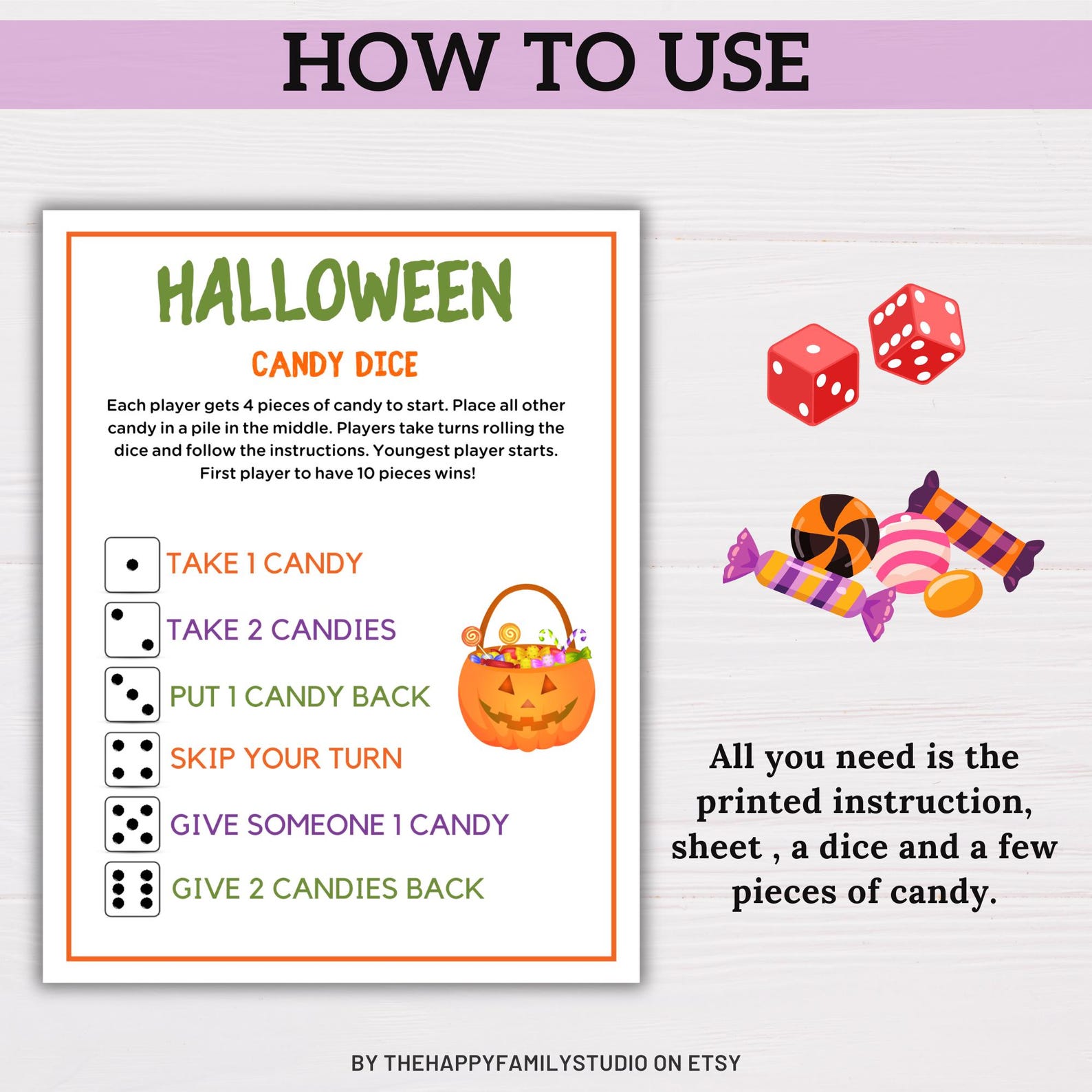 Halloween Candy Dice Game, Halloween School Classroom Games, Halloween ...