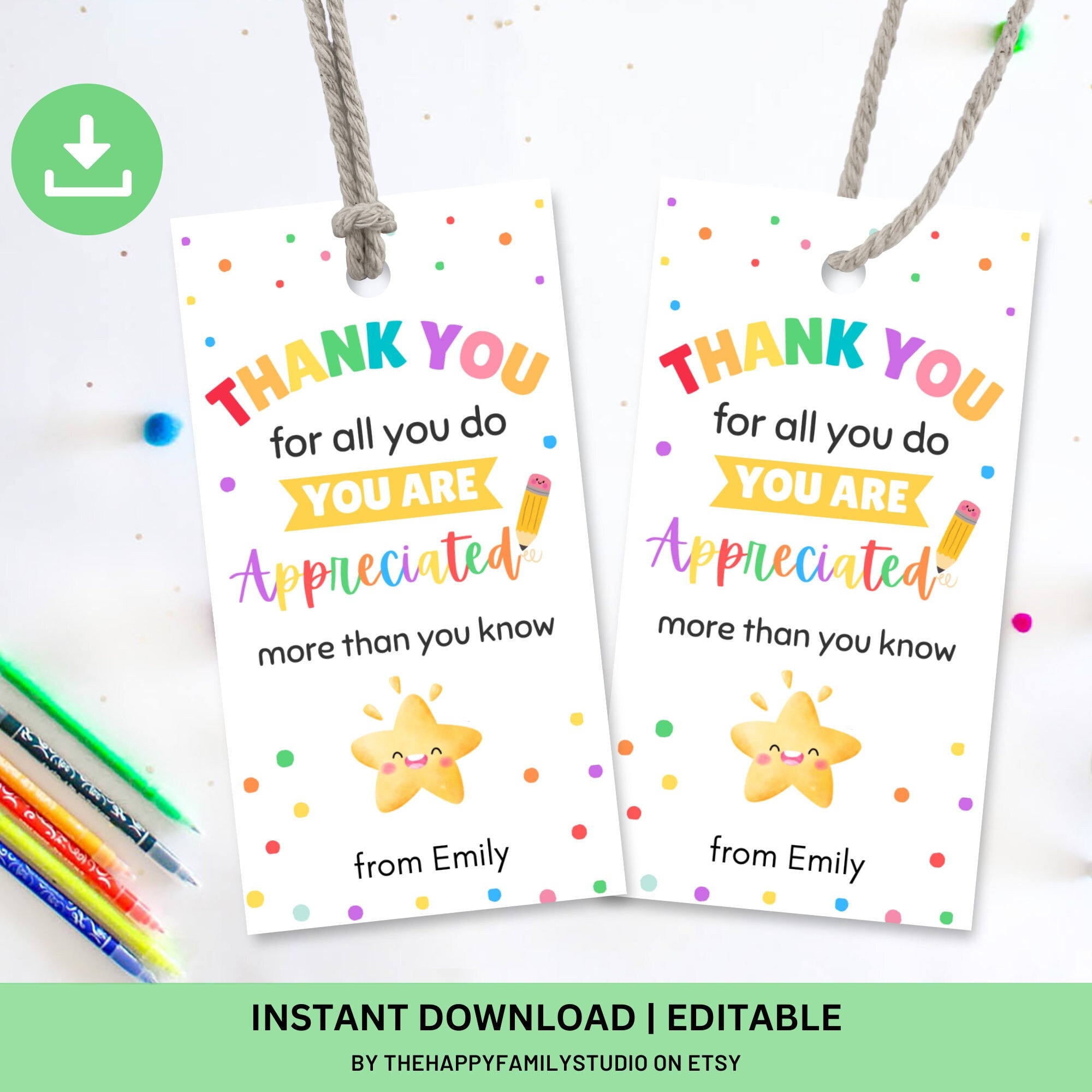 Printable Teacher Appreciation Gift Tag, Teacher Thank You Gift ...