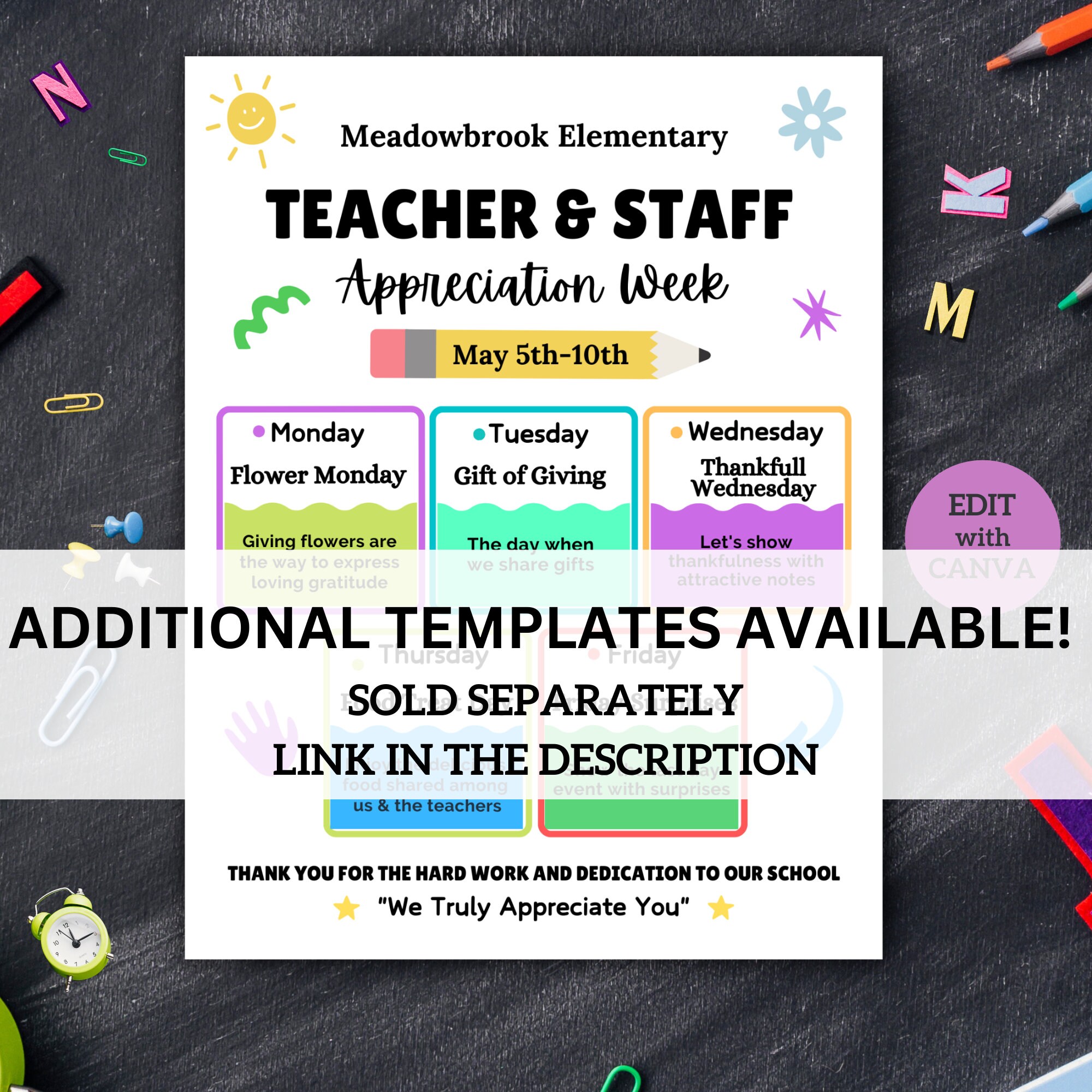 Teacher Appreciation Week Itinerary Poster Template, Newsletter ...