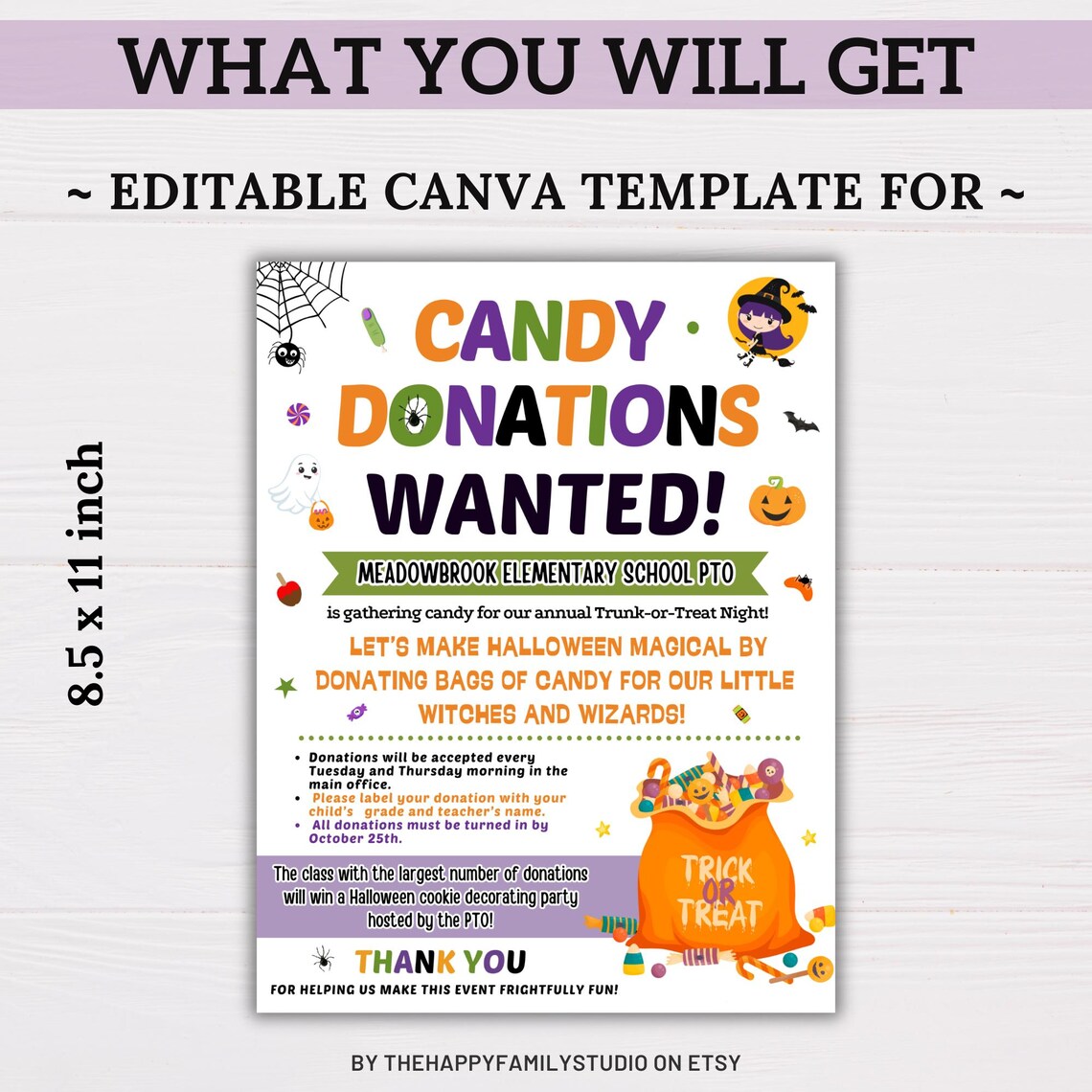Editable Candy Donation Flyer Template, Trunk or Treat Halloween Event ...