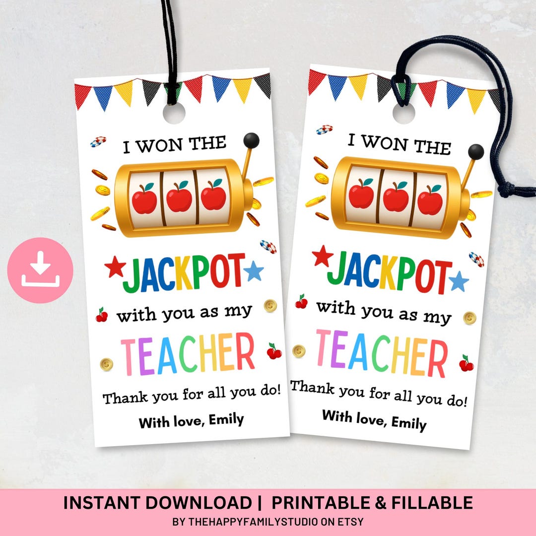 Teacher Appreciation Lottery Gift Tag: Jackpot Design (digital Download ...