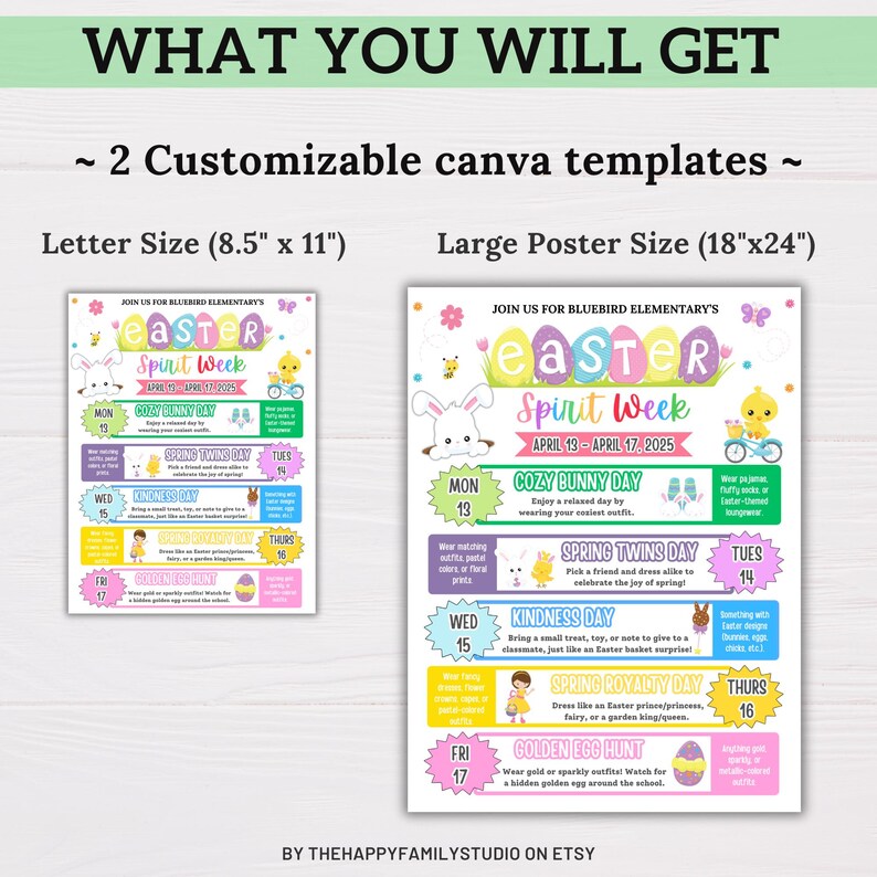 Easter Spirit Week Flyer Template, School Spirit Week Schedule, School ...