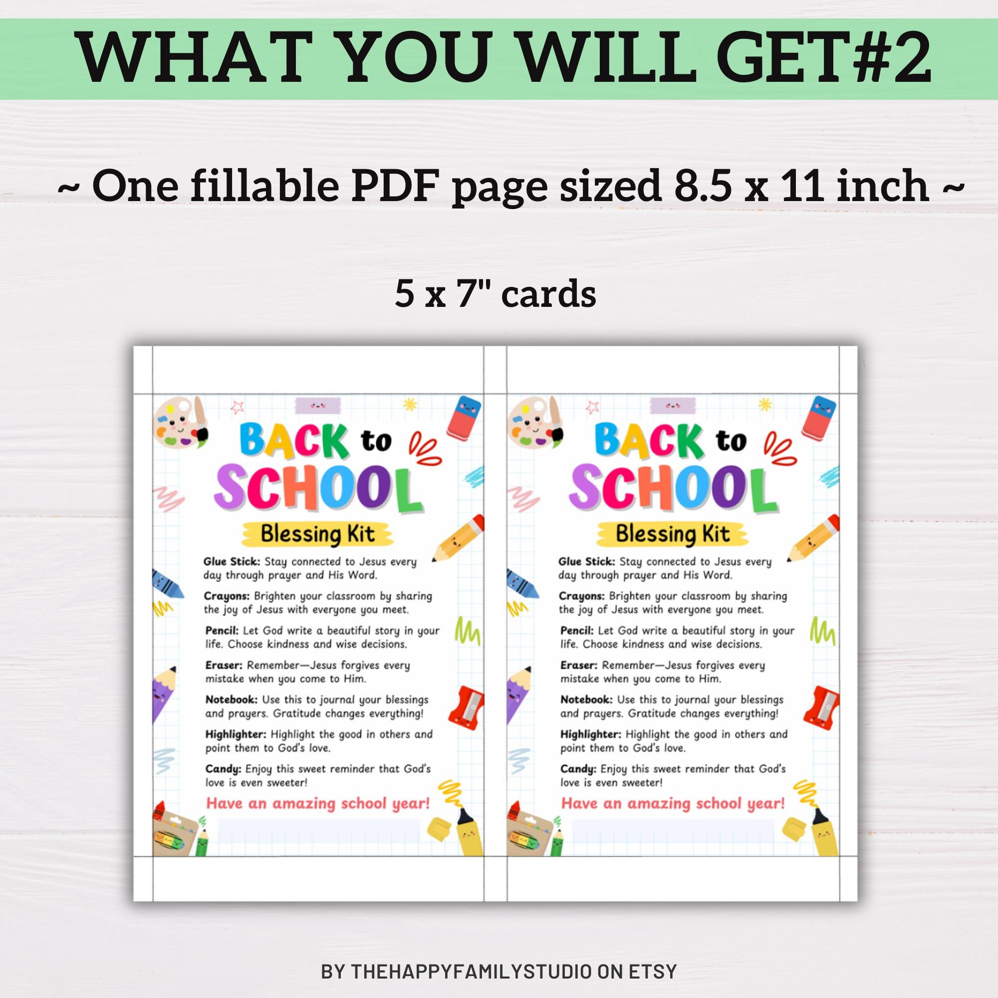 Back to School Blessing Kit, Gods First Day School Survival Kit Card ...