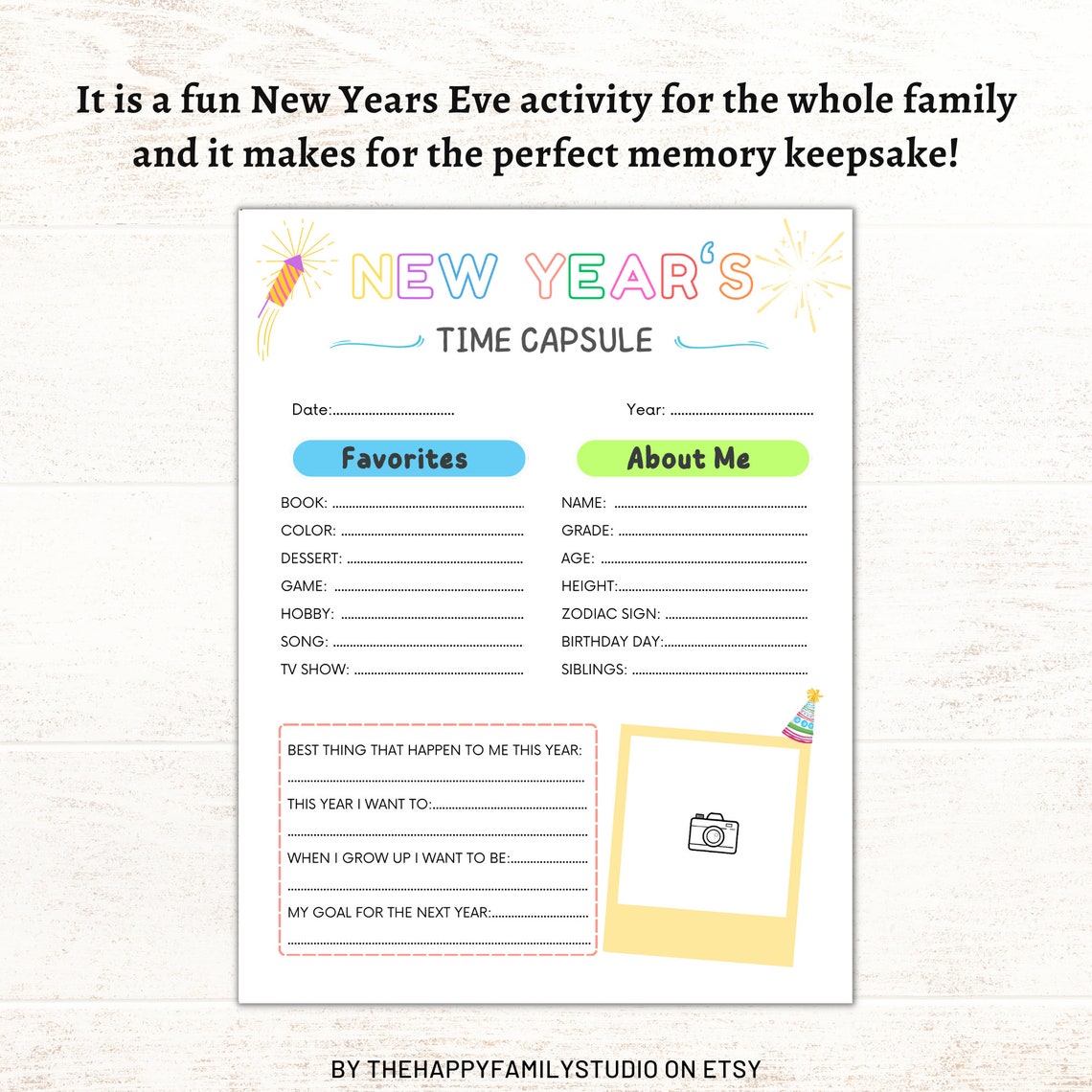 New Years Eve Time Capsule, Kids Year in Review, New Years Eve Kids ...