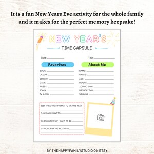 New Years Eve Time Capsule, Kids Year in Review, New Years Eve Kids ...