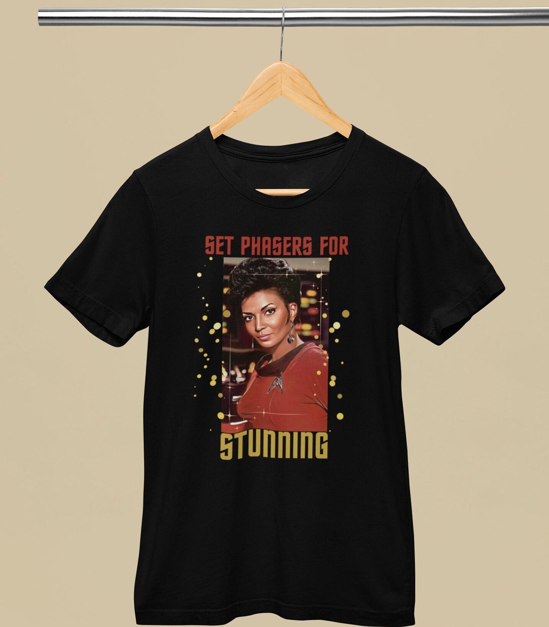 Uhura Star Trek Set Phasers for Stunning Graphic Gay Camp Funny T-shirt by Patrick Scott Designs ...