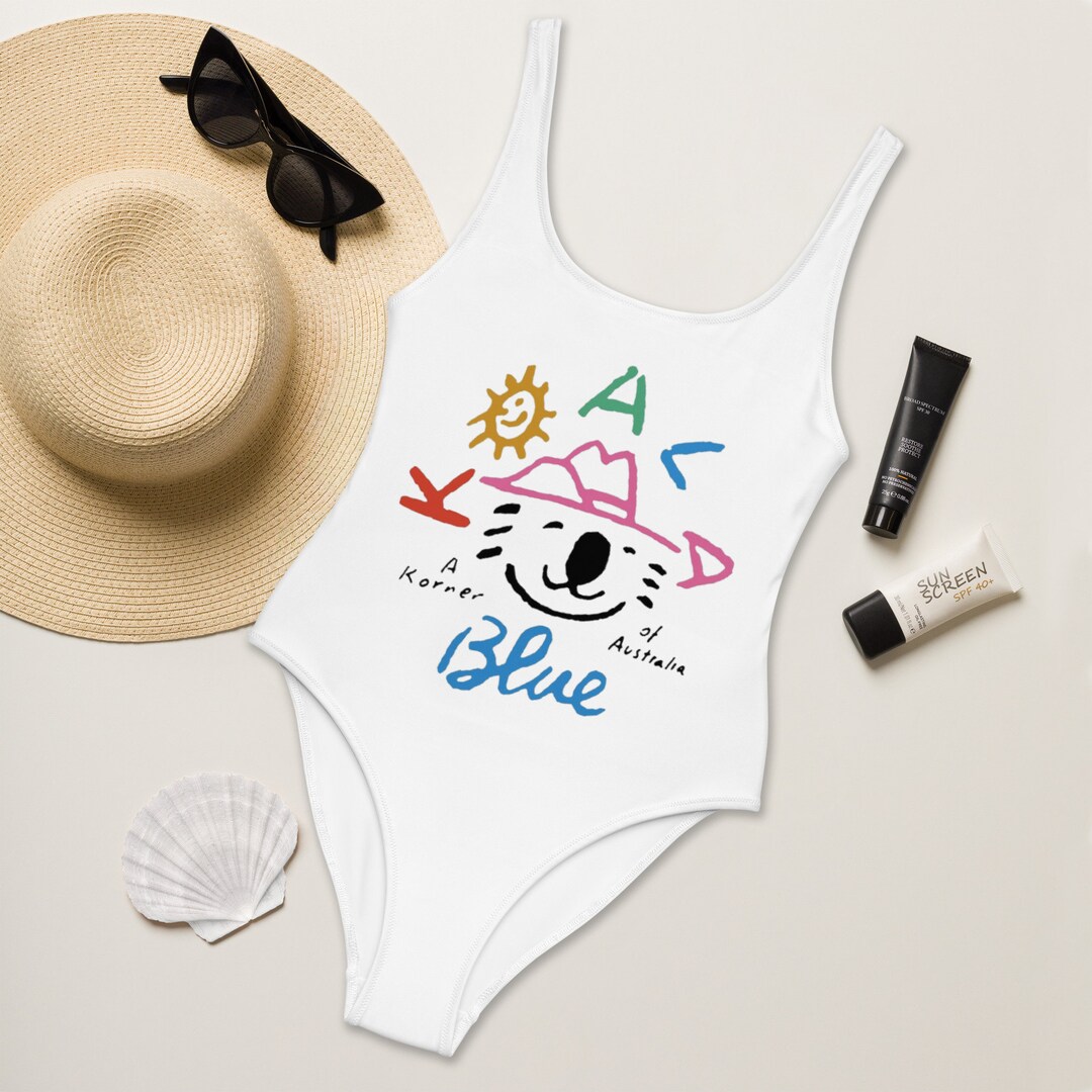 Koala Blue Iconic Logo One-piece Swimsuit Dive Into 80s - Etsy