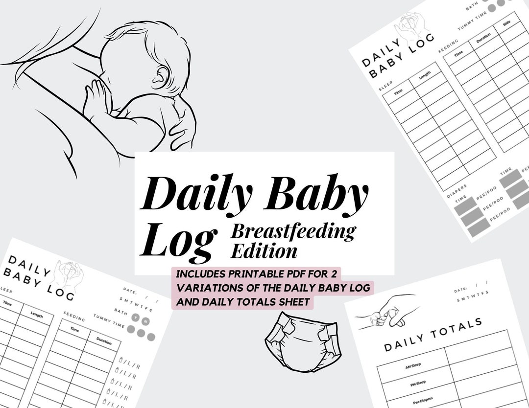 Breastfeeding Daily Baby Log | Newborn Care | Baby Tracker | Diaper ...