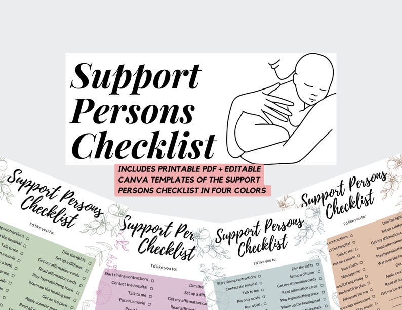 Support Persons Checklist | Labor and Delivery | Hospital Birth | Home ...