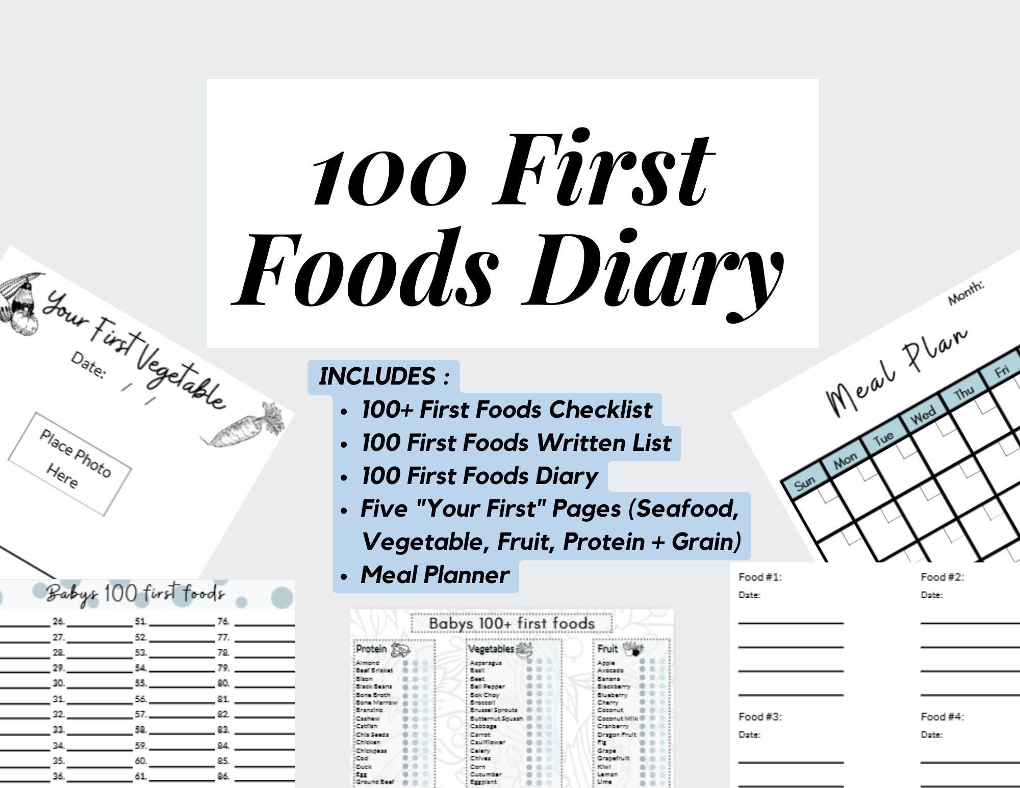 Baby Blue First Foods Diary | 100 First Foods Challenge | Baby Led ...