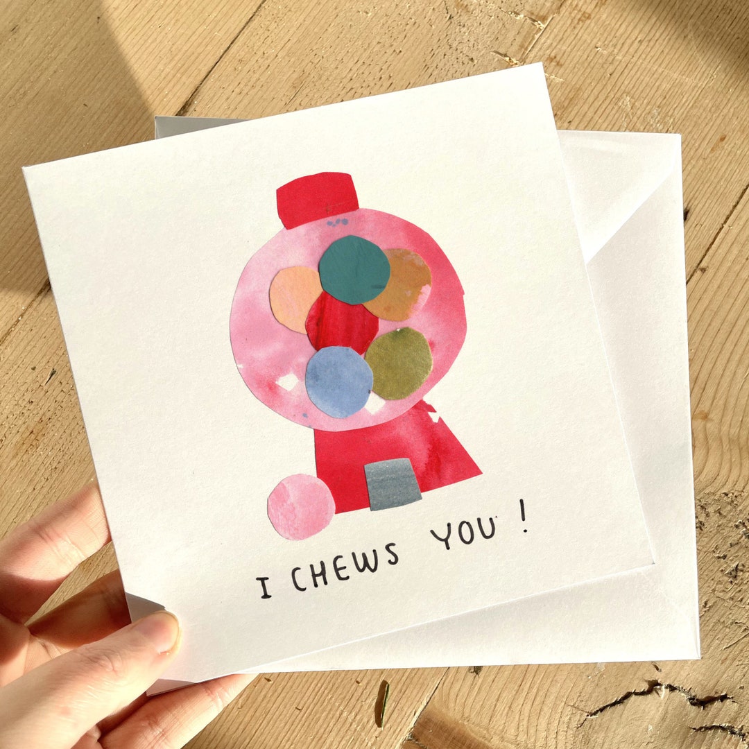Valentines Day Card - 'I Chews You' - Etsy