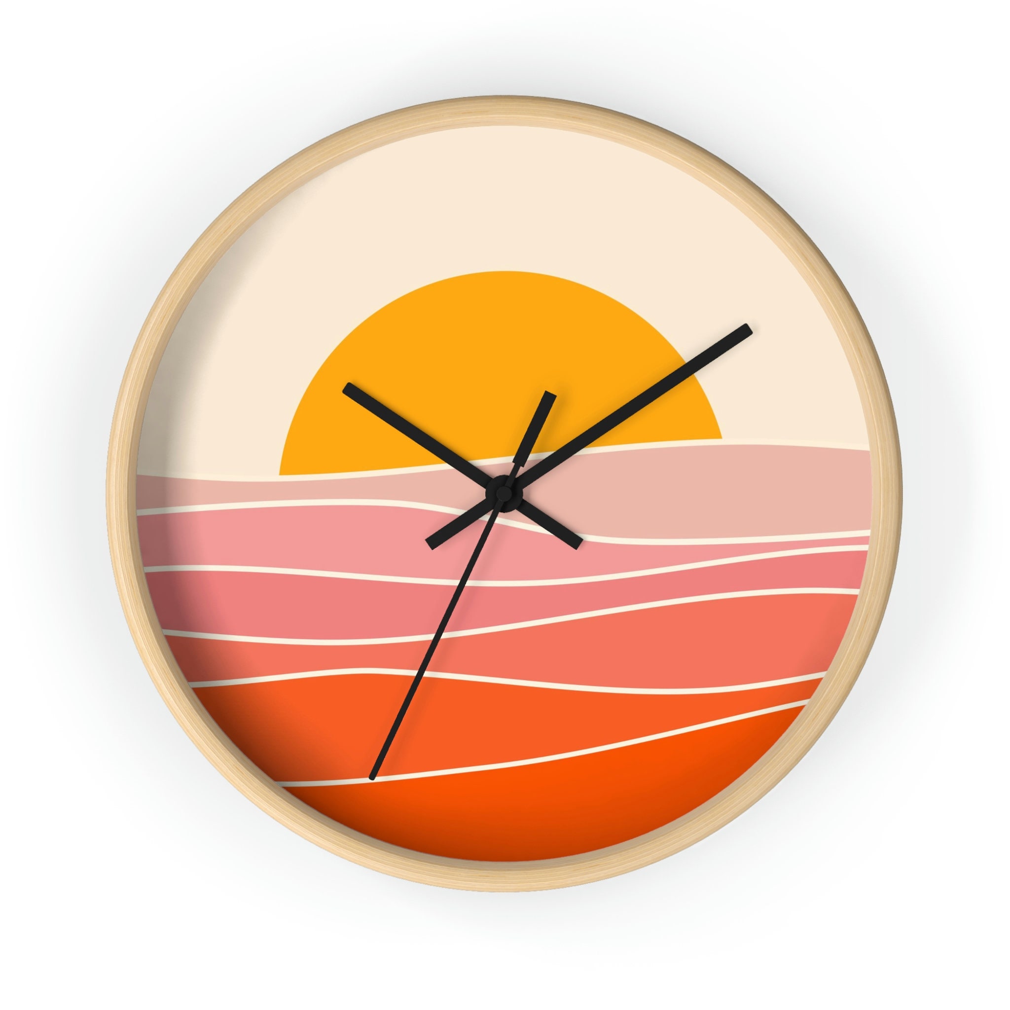 Chasing Sunsets Wall Clock, Battery Operated, Pattern, 3 Colors, Wood ...