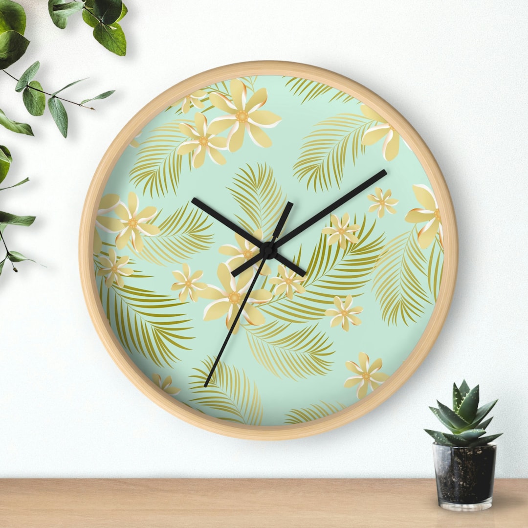 Hawaiian Wall Clock, Battery Operated, Pattern, 3 Colors, Wood, Home ...