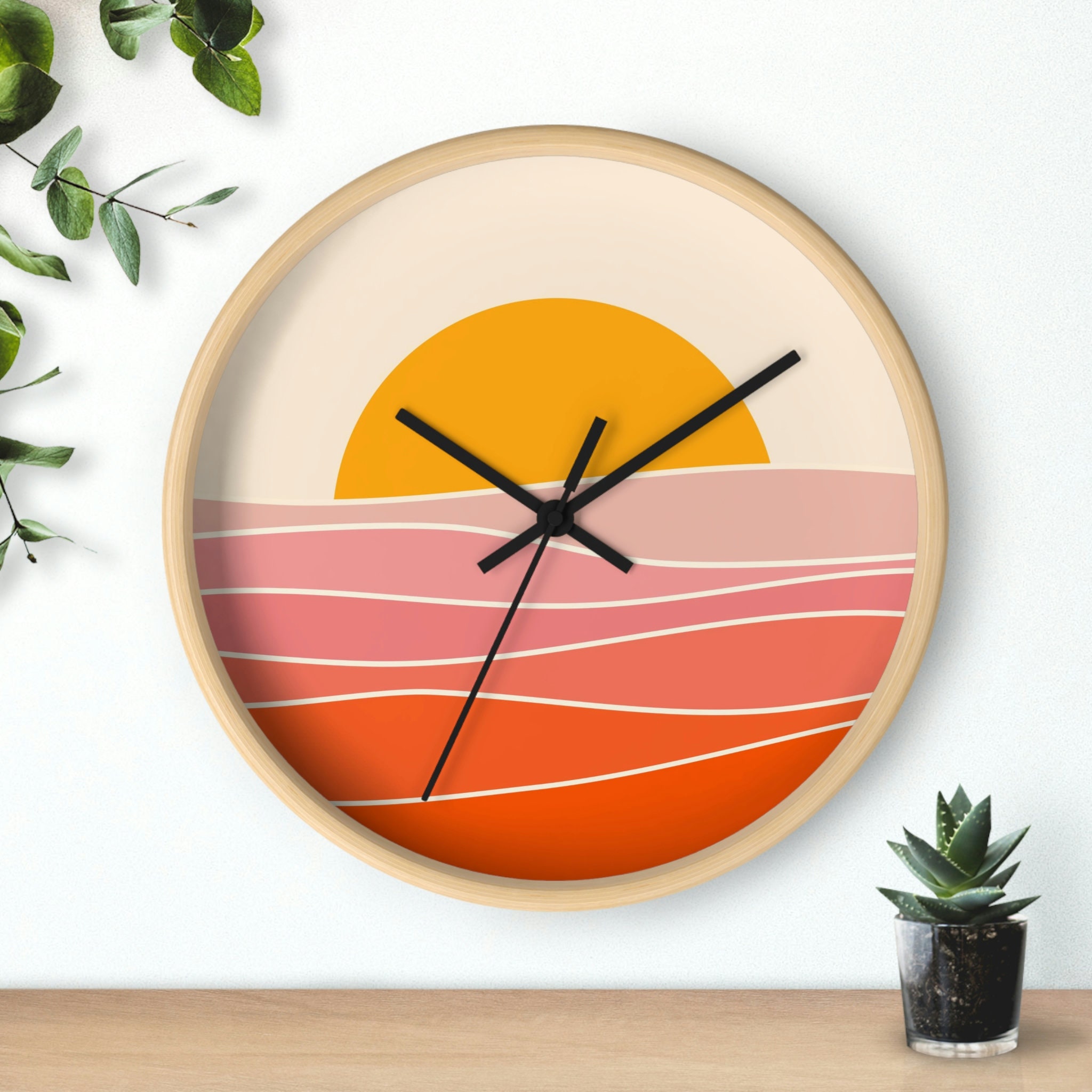 Chasing Sunsets Wall Clock, Battery Operated, Pattern, 3 Colors, Wood ...