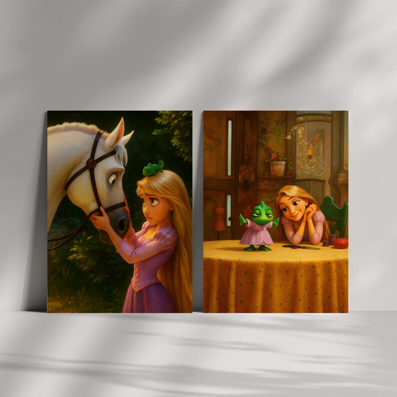 Rapunzel Wall Art Set: Tangled Nursery Decor With Maximus, Pascal and ...